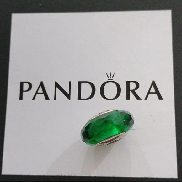 Pandora | Jewelry | Pandora Silver And Emerald Green Faceted Murano ...